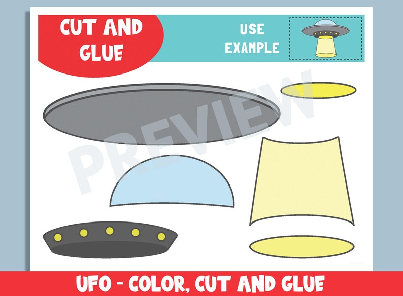 UFO Craft Activity - Color, Cut, and Glue for Prek to 2nd Grade, PDF ...
