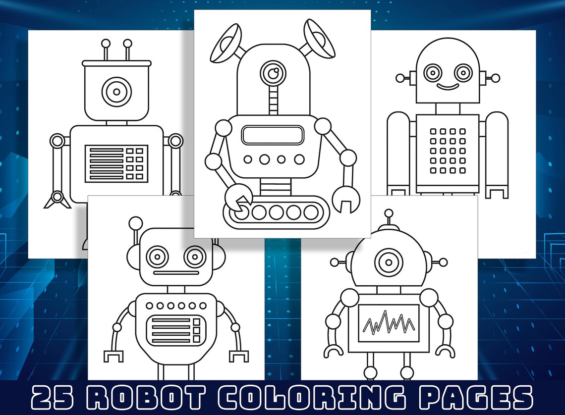 25 Fun Robot Coloring Pages for Preschool and Kindergarten Kids, PDF ...