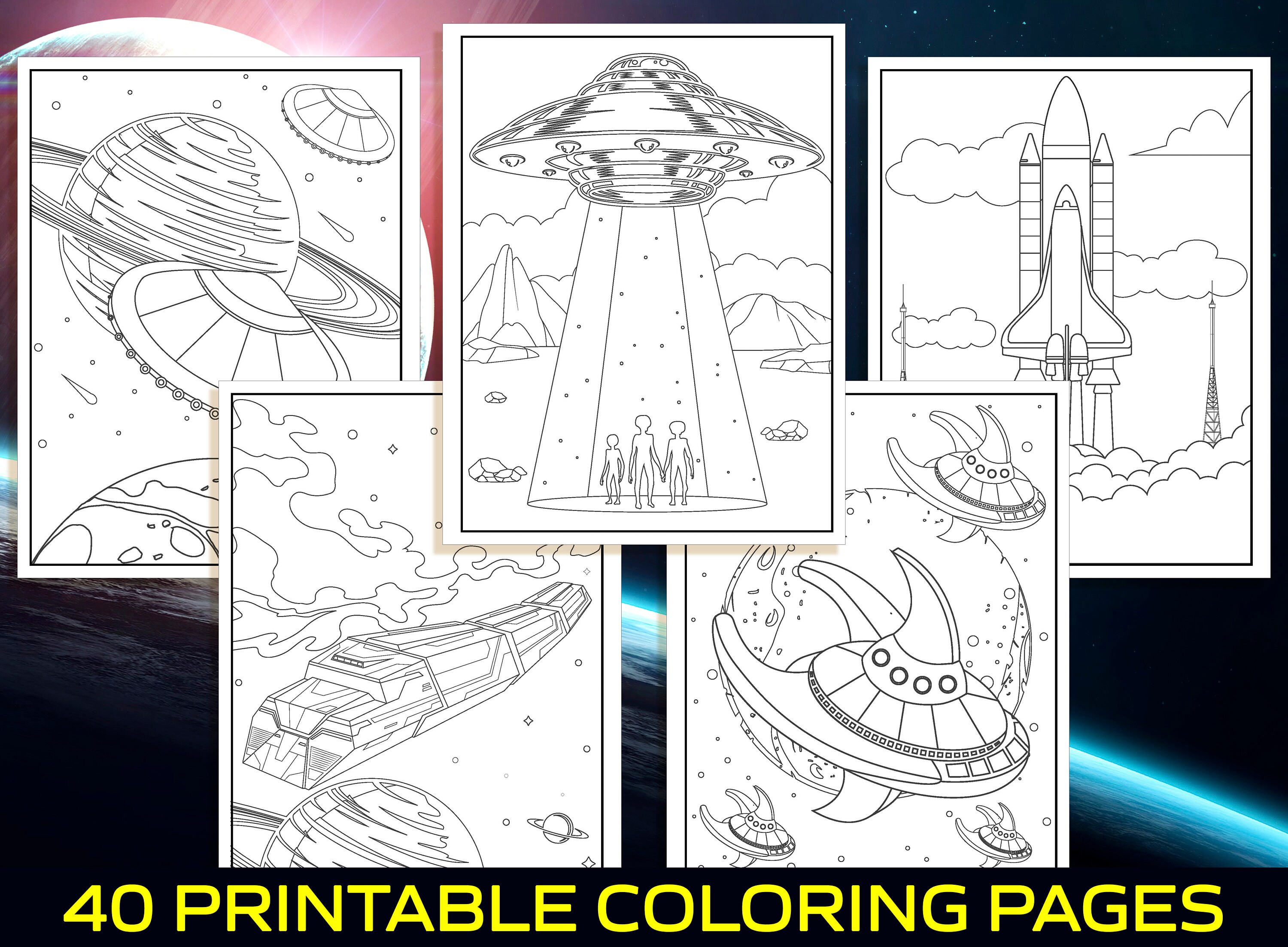 Space Coloring Pages 40 Printable Space Coloring Pages for - Etsy