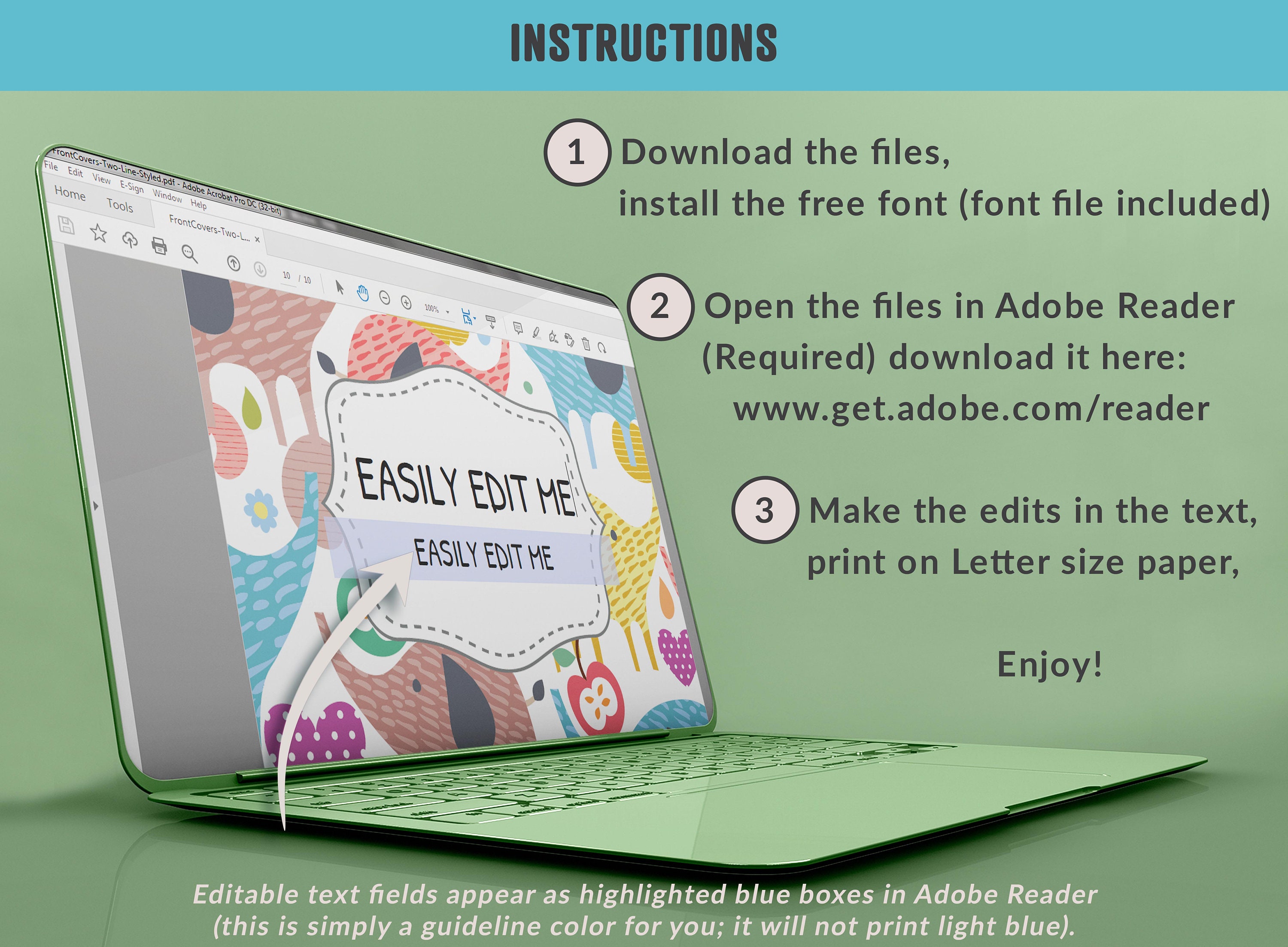 Animal Planner Covers 10 Editable Binder Covers and Spines - Etsy