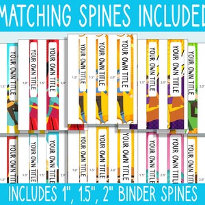 10 Editable Superhero Binder Covers, Includes 1", 1.5", 2" Spines ...