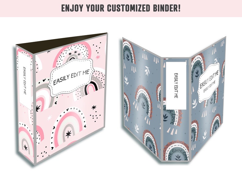 Rainbow Binder Covers, 10 Printable/editable Binder Covers & Spines ...
