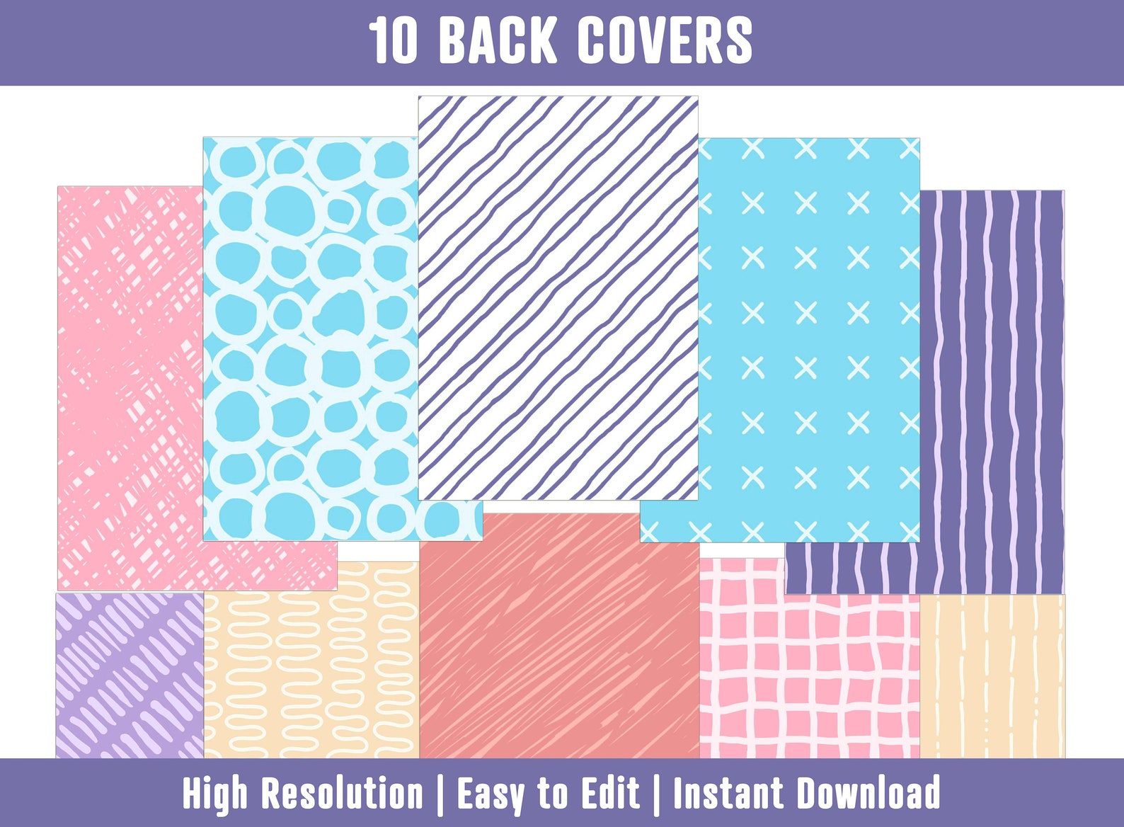 Powerpoint Binder Covers, 10 Printable/editable Abstract Doodle ...