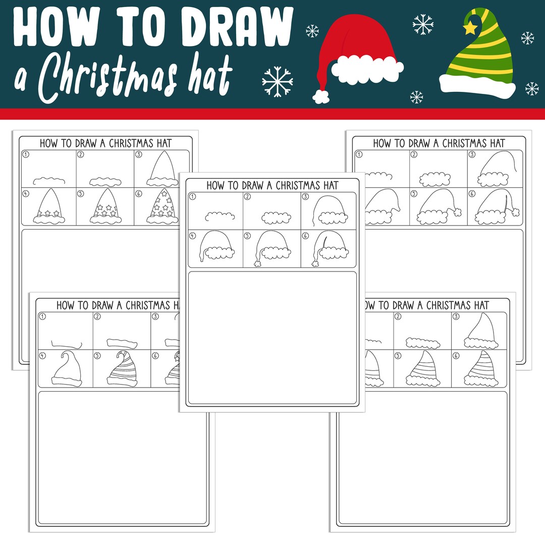 Learn How to Draw a Christmas Santa Elf Hat: Directed Drawing Step by ...