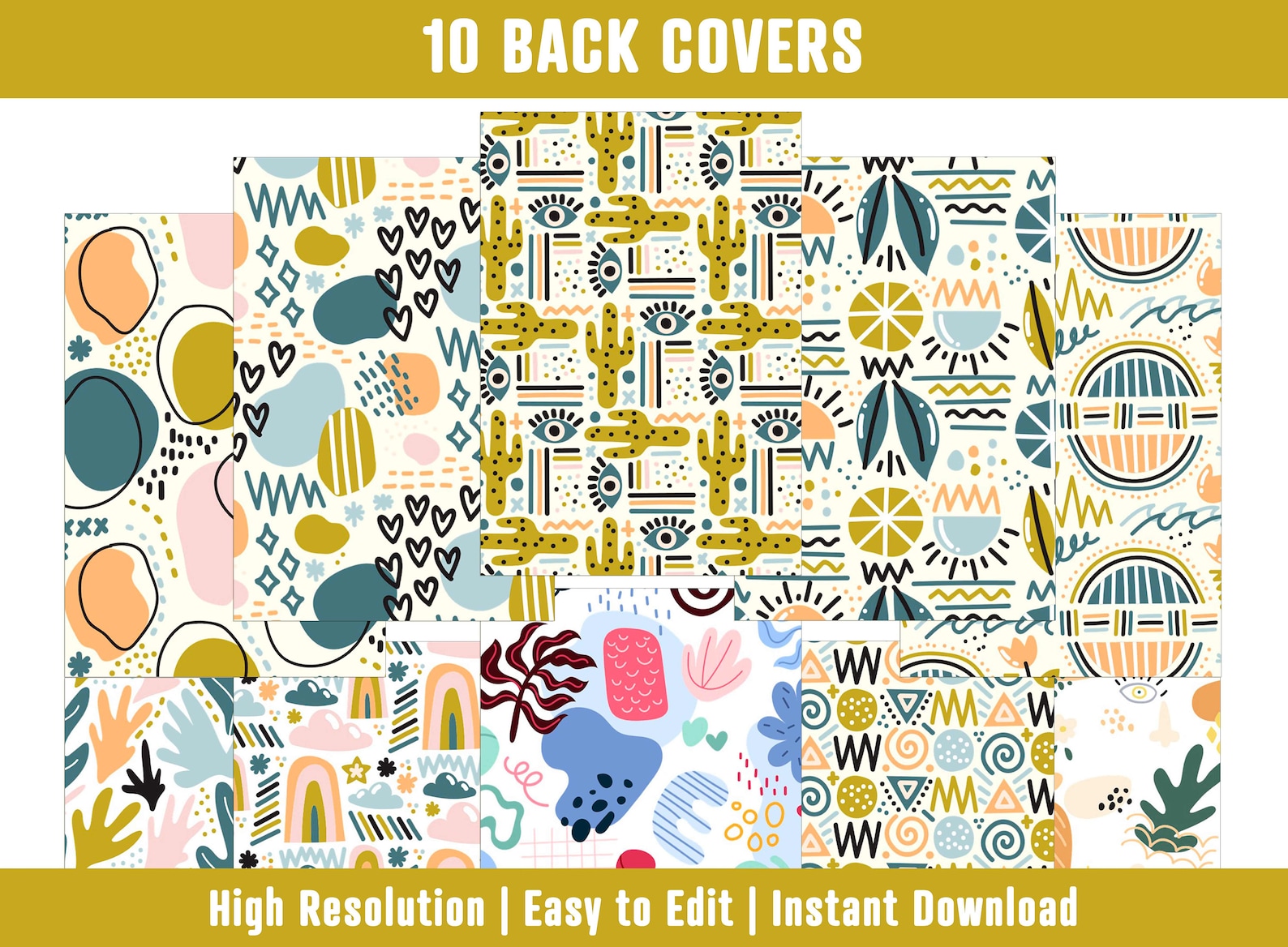 Powerpoint Binder Covers 10 Printable/editable Flat Abstract - Etsy