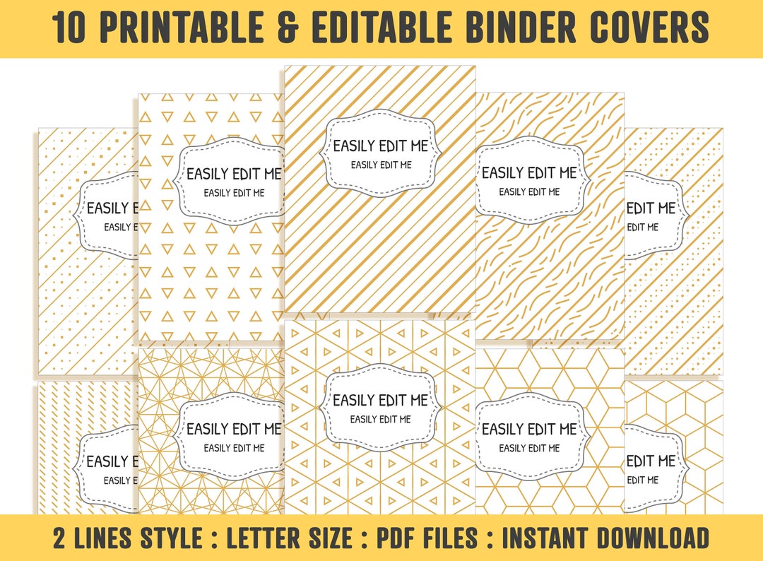 Binder Covers White and Gold 10 Printable & Editable Binder - Etsy