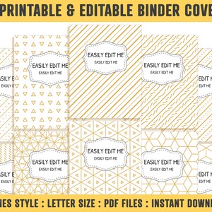 Binder Covers White and Gold, 10 Printable & Editable Binder Covers ...