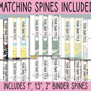10 Editable Tropical Leaves Binder Covers, Includes 1", 1.5", 2" Spines ...