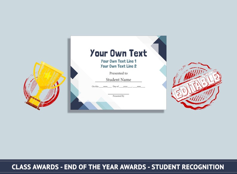 Editable Middle School Awards, End of the Year Awards, Student ...