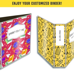 Back to School Binder Cover, 10 Printable & Editable Binder Covers ...