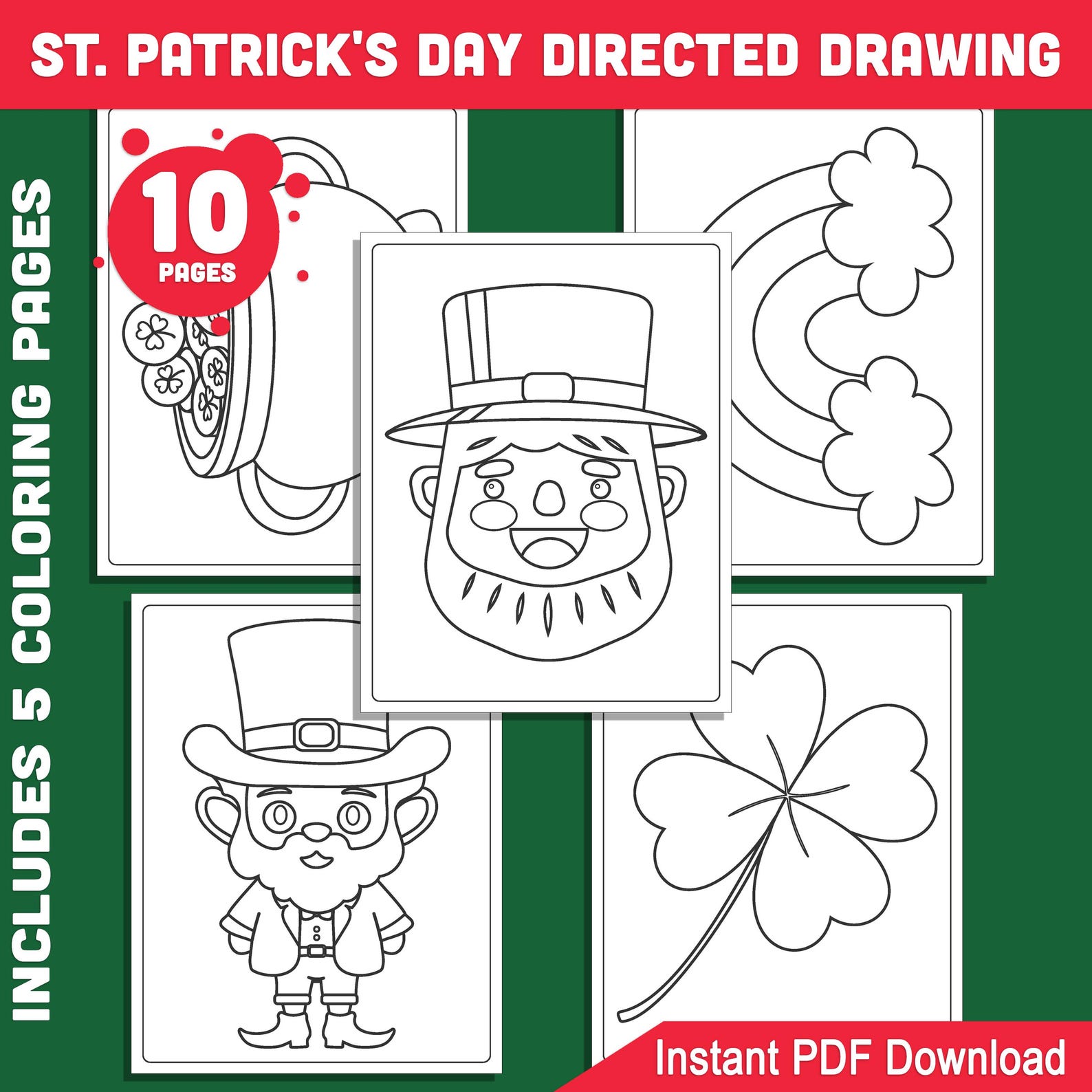 St. Patrick's Day Directed Drawing for Kids: 5-page Guide With 5 Fun ...