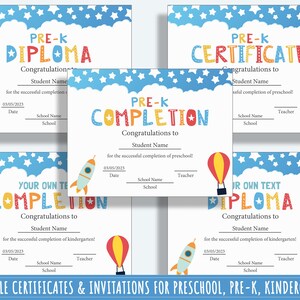 Editable Kindergarten Diploma, Completion Certificates, 37 Pages, PDF ...