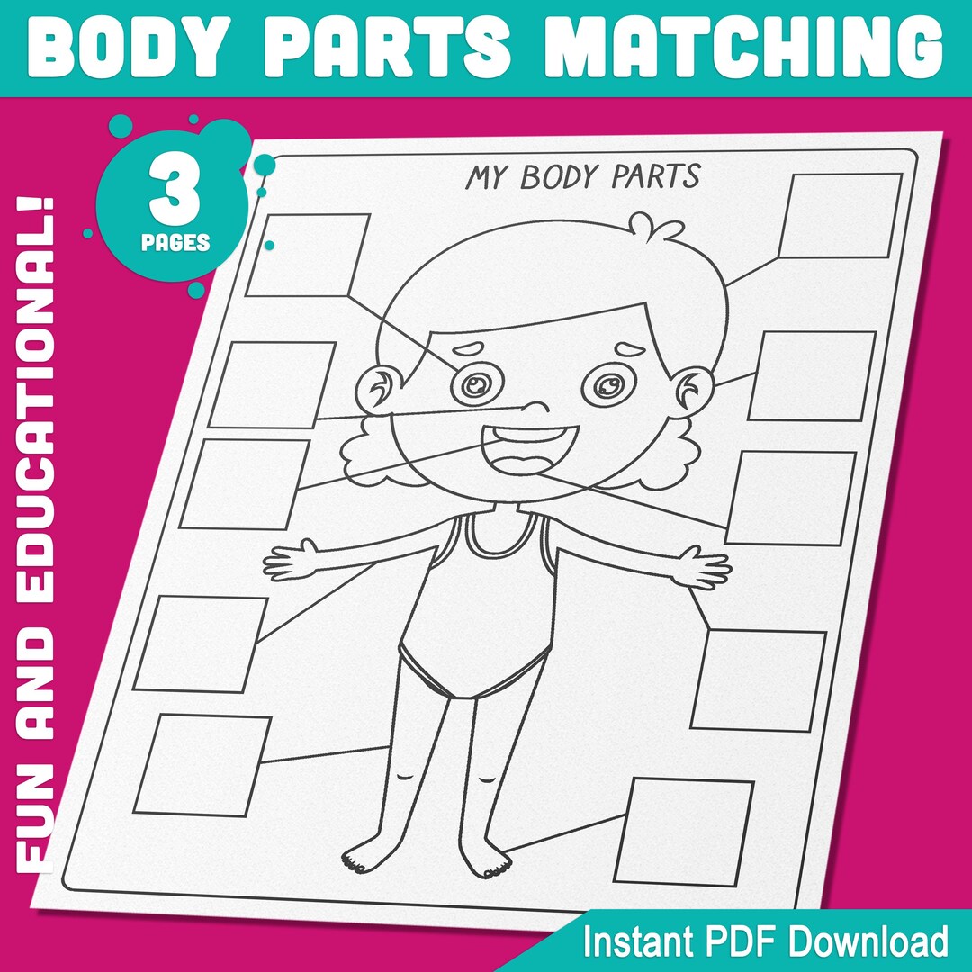 Body Parts Matching Activity for Preschool, Pre-k: Fun Color, Cut ...