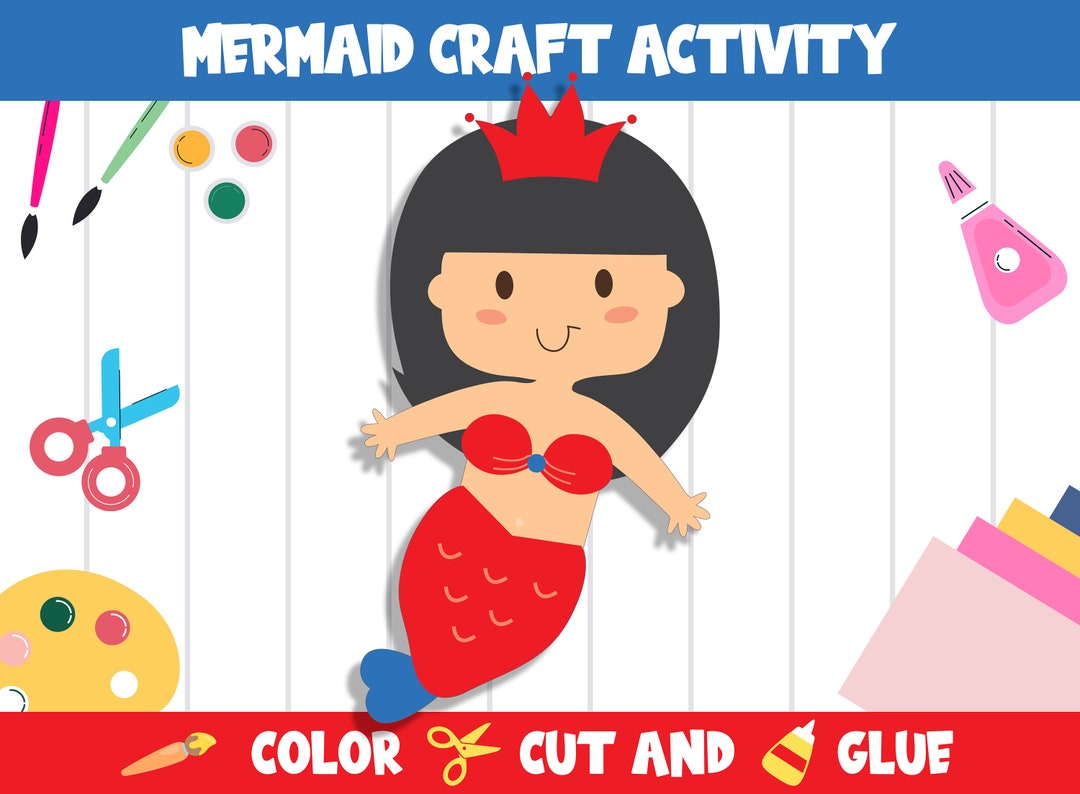 Mermaid Craft Activity : Color, Cut, and Glue for Prek to 2nd Grade ...
