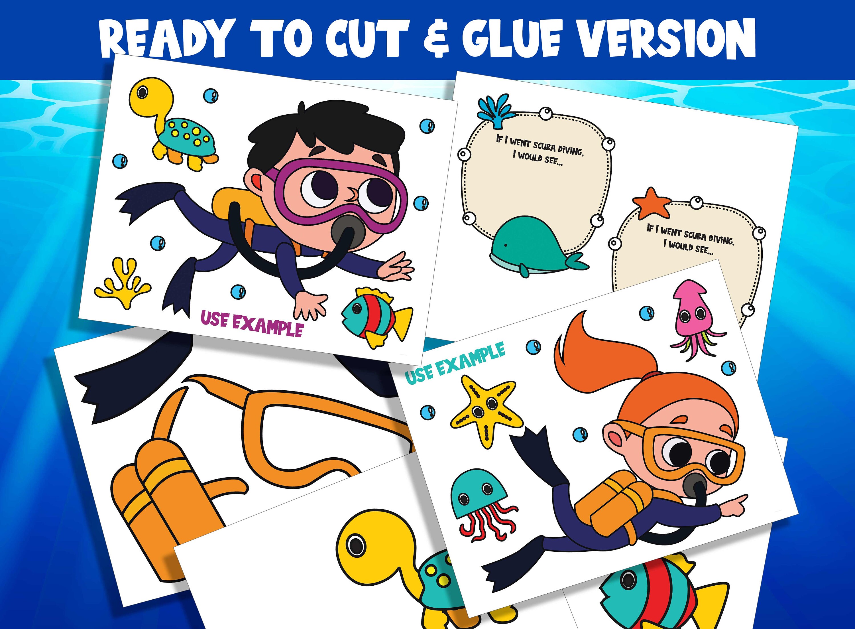 Underwater Adventures Craft Bundle: Scuba Diver and Ocean Animals Dive ...