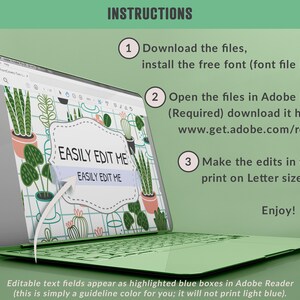 Cactus Binder Cover, 10 Printable/editable Covers+spines, Binder Insert ...