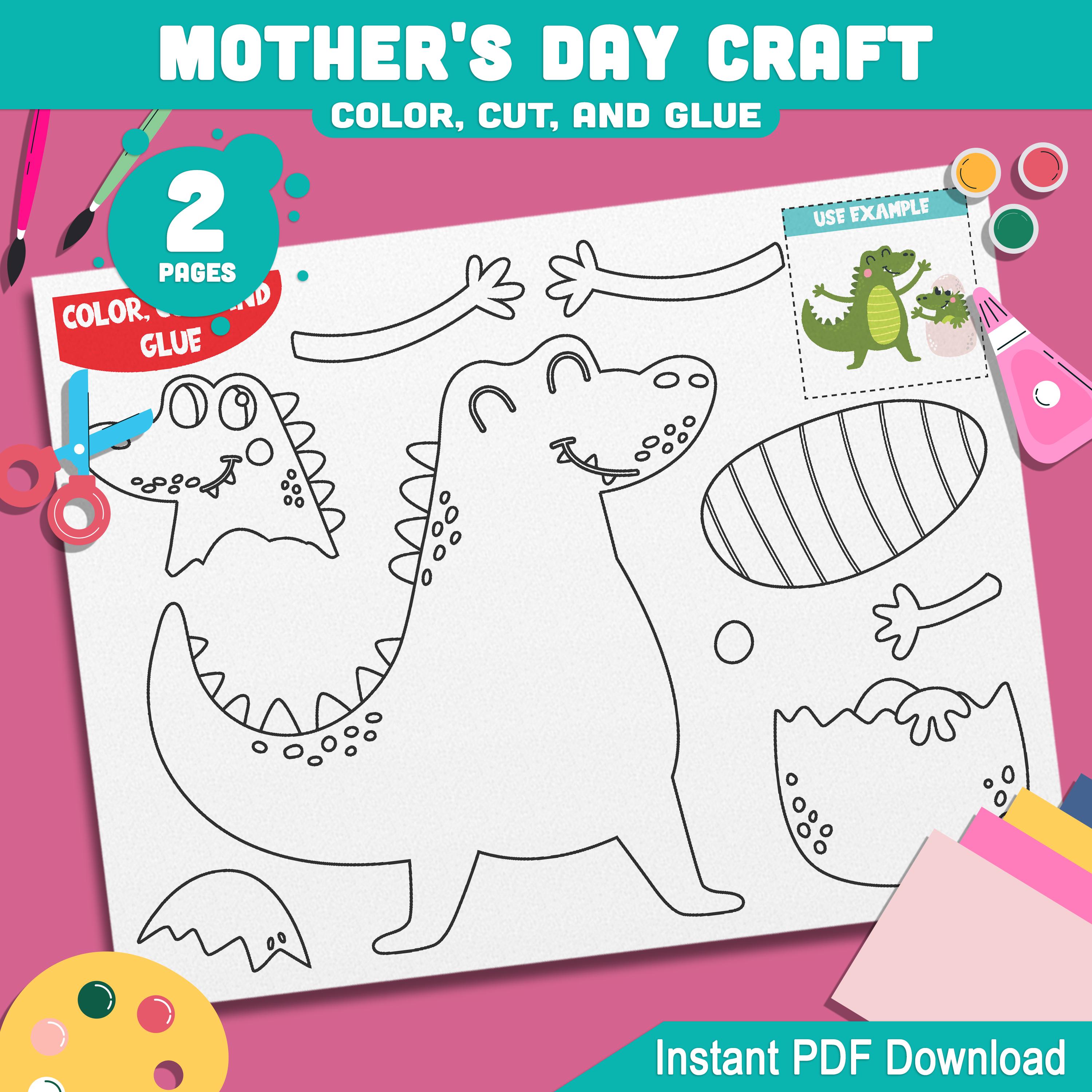 Mother’s Day Crocodile Craft Activity: Color, Cut, and Glue for Prek to ...