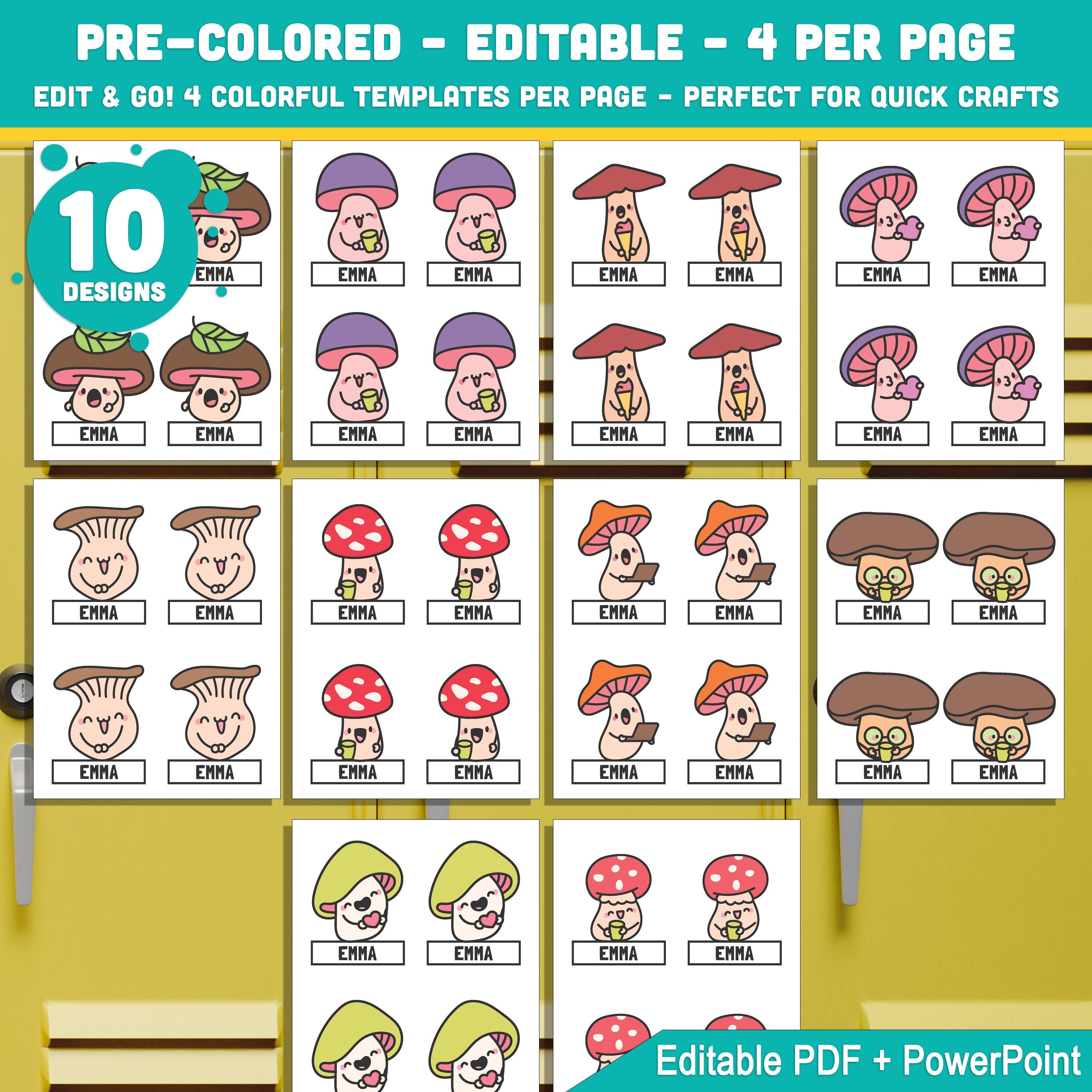 Editable Locker Labels (cubby Name Tags), Cute Mushroom Themed, Perfect ...