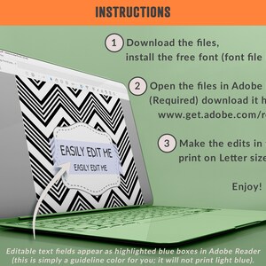 Zig Zag Black and White Binder Cover, 10 Printable/editable Covers ...