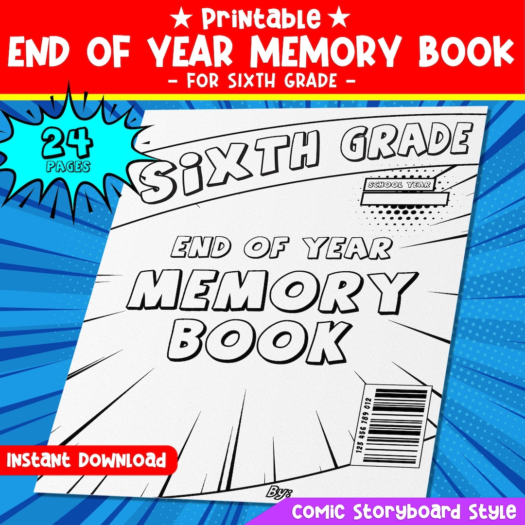 Sixth Grade (6th Grade) End of the Year Memory Book, Fun Comic Writing ...