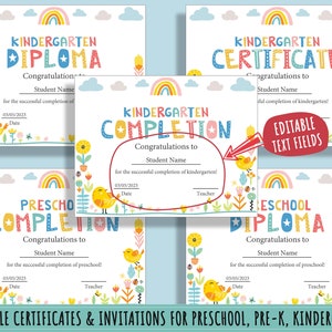 Diplomas, Certificates and Graduation Invitations for Preschool, Pre-k ...