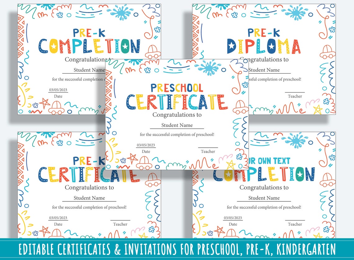 Certificate Template Editable End of Year Diplomas - Etsy