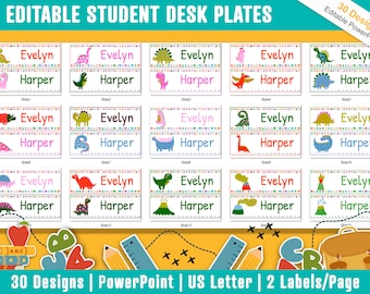 Dinosaur Student Desk Tags / Editable / Instant Download - Etsy