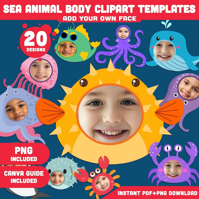 Animals in Ocean Clipart - Etsy