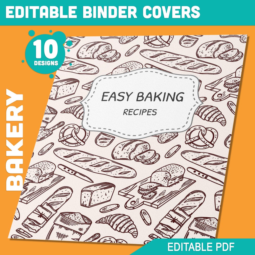Bakery Binder Cover bread, Cake, Brownie, Bun, Croissant..., 10 ...