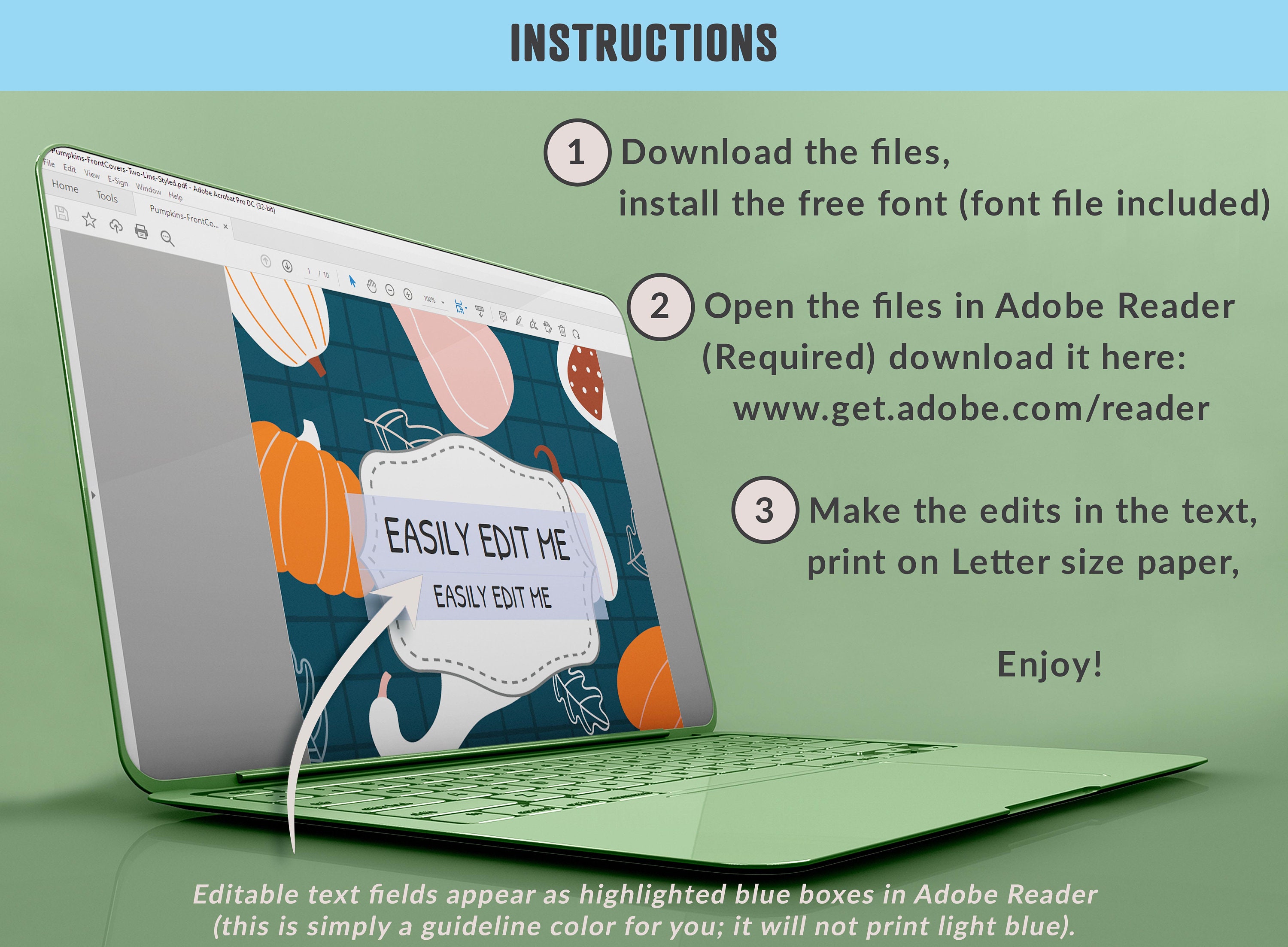 Pumpkins Binder Cover, 10 Printable/editable Binder Covers+spines ...