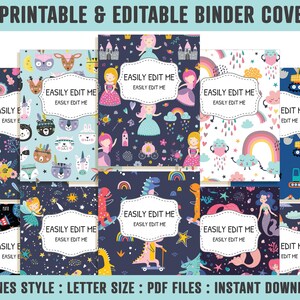 Binder Cover Personalized, 10 Printable/editable Covers + Spines ...
