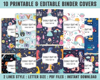 Binder Cover and Spine 10 Printable/editable Covers Spines | Etsy