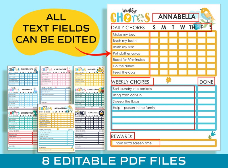 Fun and Easy Editable Chore Chart for 5 Year Old: Encouraging ...