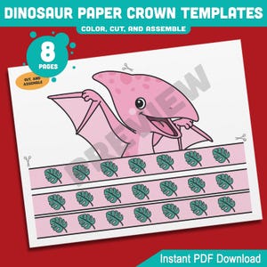 Dinosaur Paper Crown Templates – Printable Headband and Hat Craft for ...