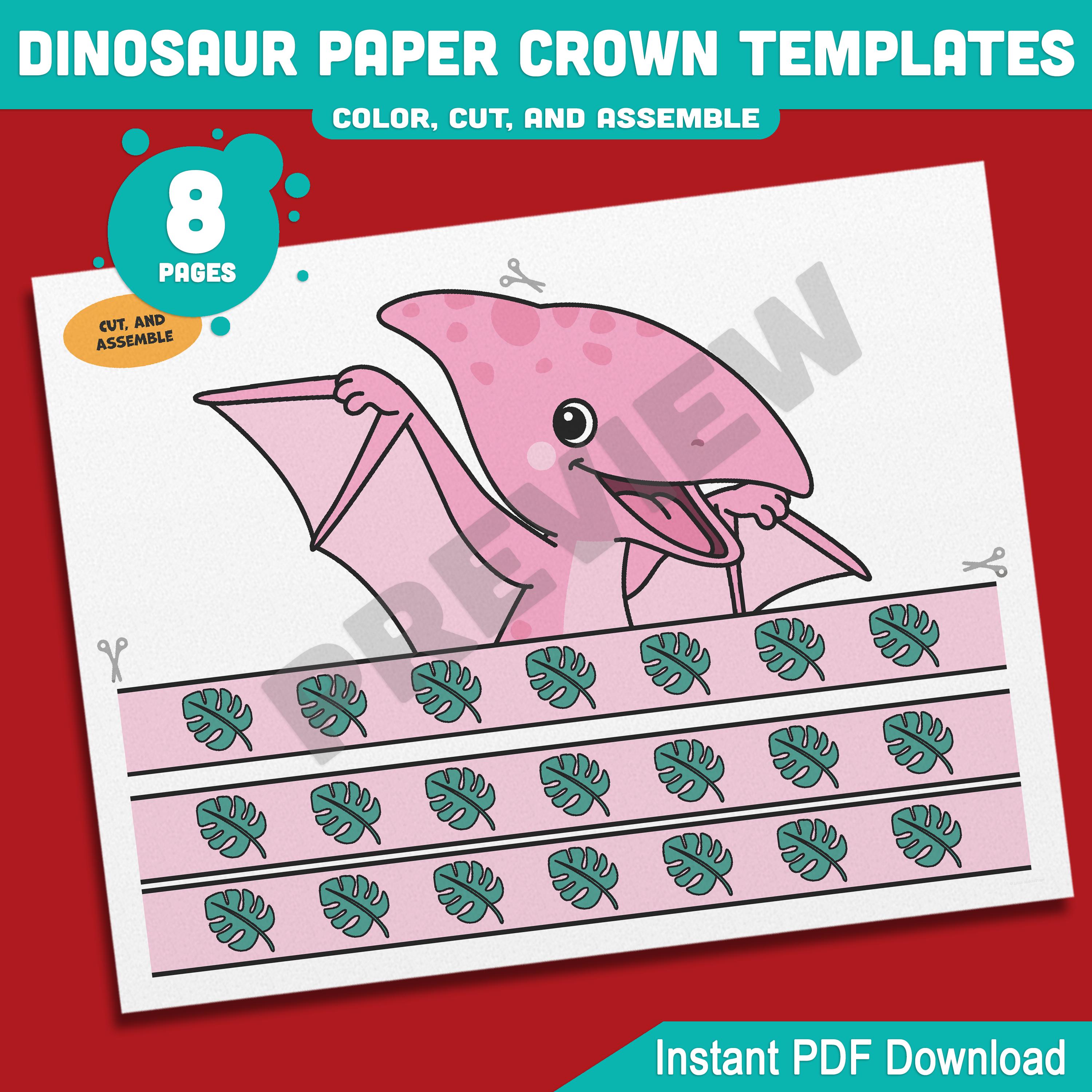 Dinosaur Paper Crown Templates – Printable Headband and Hat Craft for ...