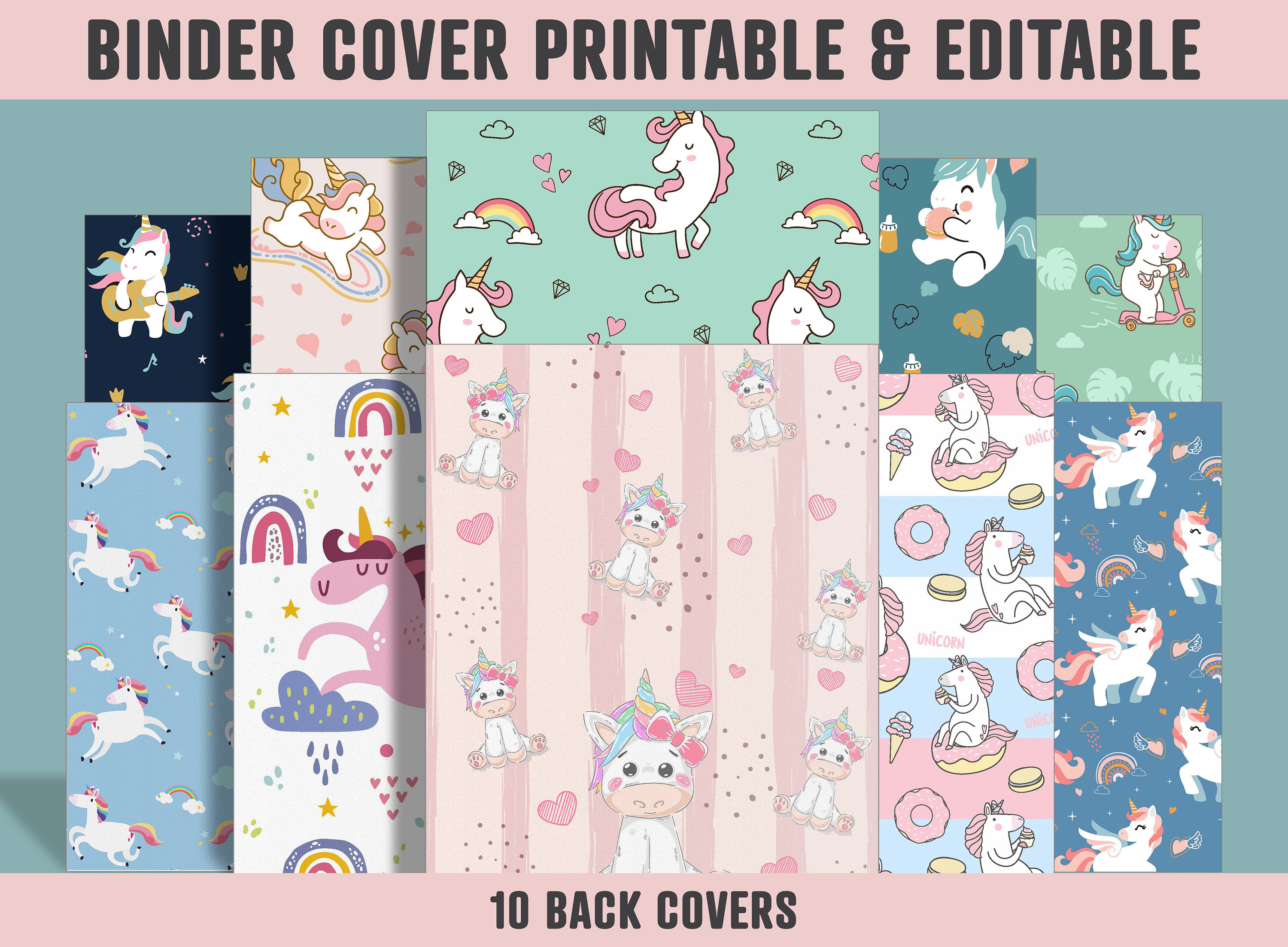 Binder Cover Printable, 10 Covers+spines, Printable, Editable, Teacher ...