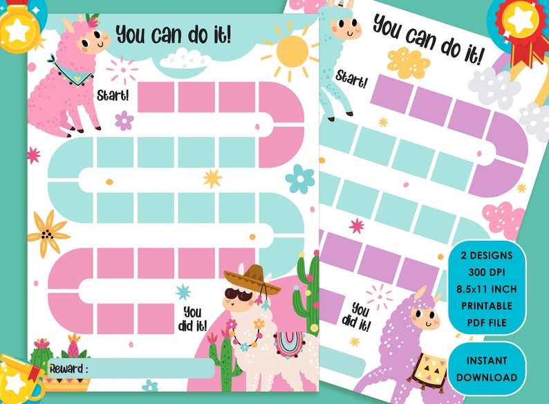 Printable Llama Reward Chart for Kids, Encouraging Positive Behavior ...