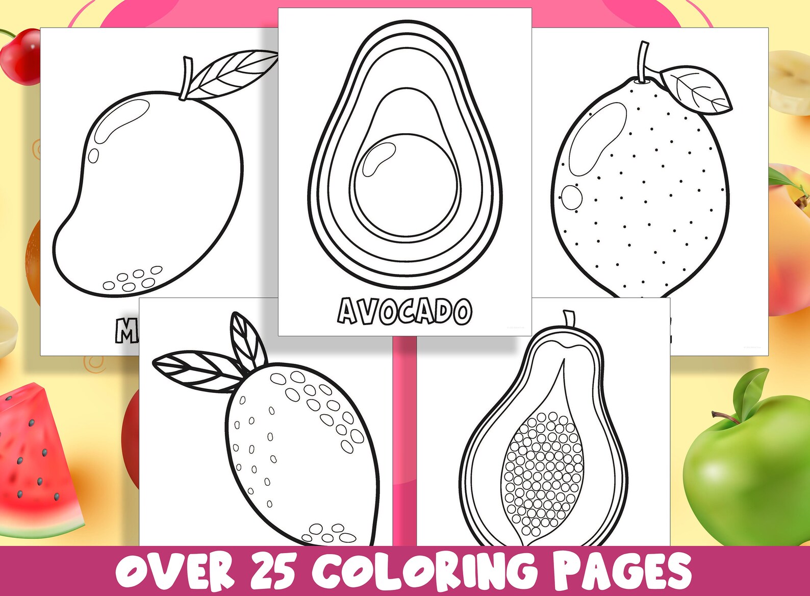 Fruit Coloring Pages, 25 Printable Fruit Coloring Pages for Preschool ...