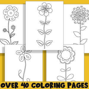 Spring Flowers Coloring Book, 40 Printable Coloring Pages for Kids a ...