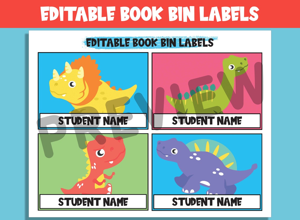 Editable Dinosaur Book Bin Labels: 16 Customizable Designs for Perfect ...