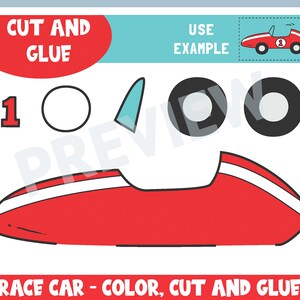 Race Car Craft Activity - Color, Cut, and Glue for Prek to 2nd Grade ...