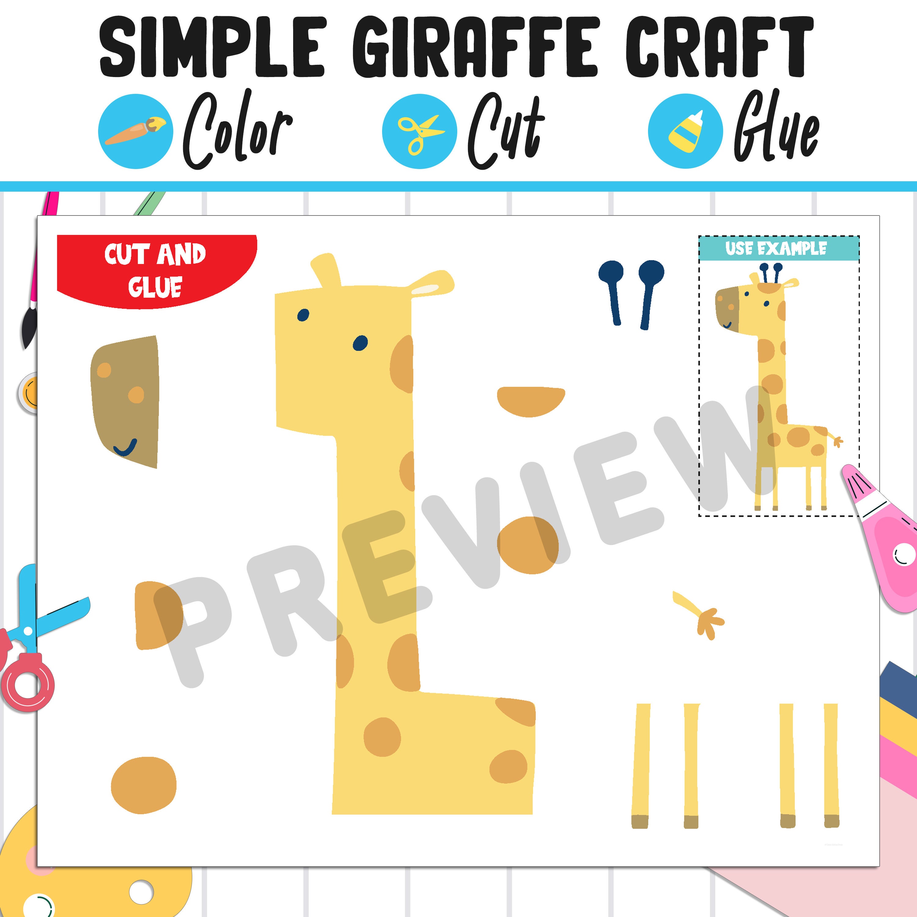 Simple Giraffe Craft for Kids : Color, Cut, and Glue, a Fun Activity ...