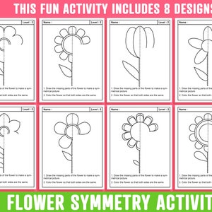 Flower Line of Symmetry, Spring/summer Flower Symmetry Activity, 24 ...