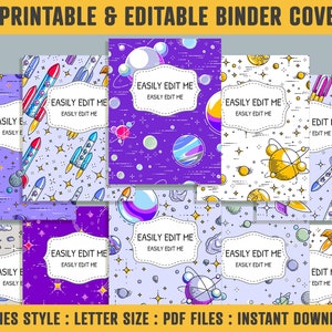 Space Backgrounds Binder Cover, 10 Printable/editable Binder Covers ...