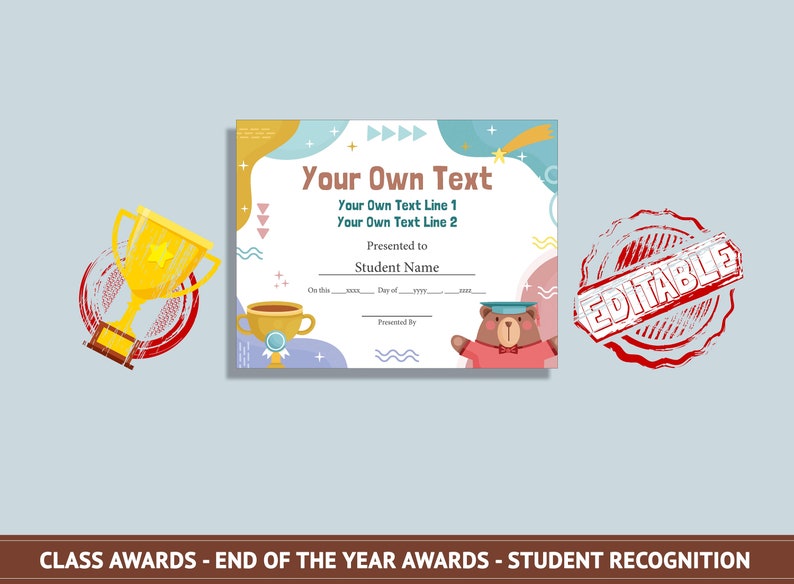 Class Awards Editable End of the Year Awards Student Recognition, PDF ...