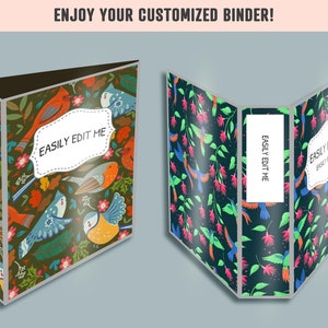 Various Birds Binder Cover, 10 Printable/editable Binder Covers ...