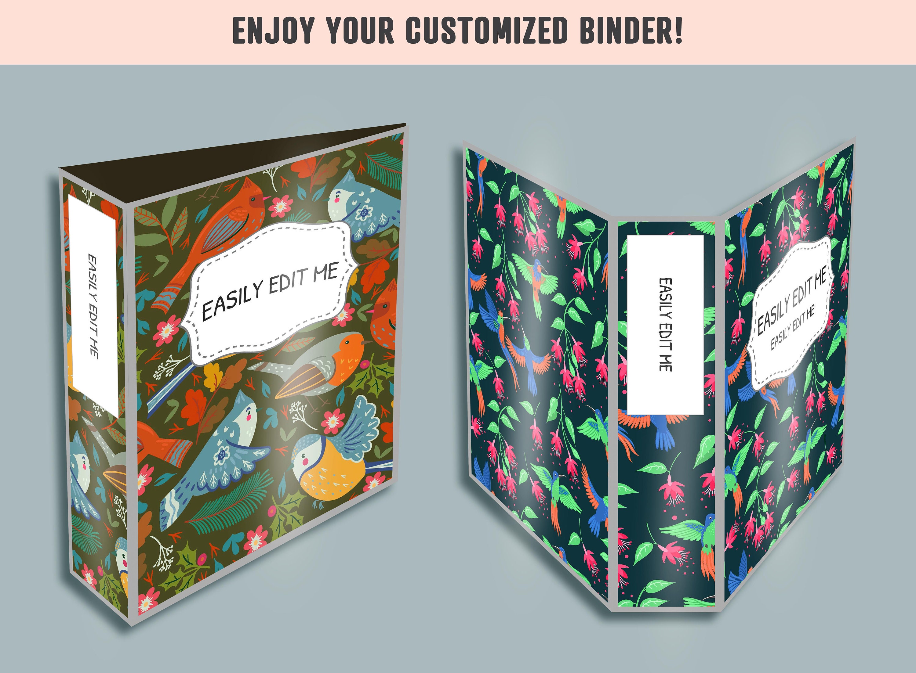 Various Birds Binder Cover 10 Printable/editable Binder - Etsy