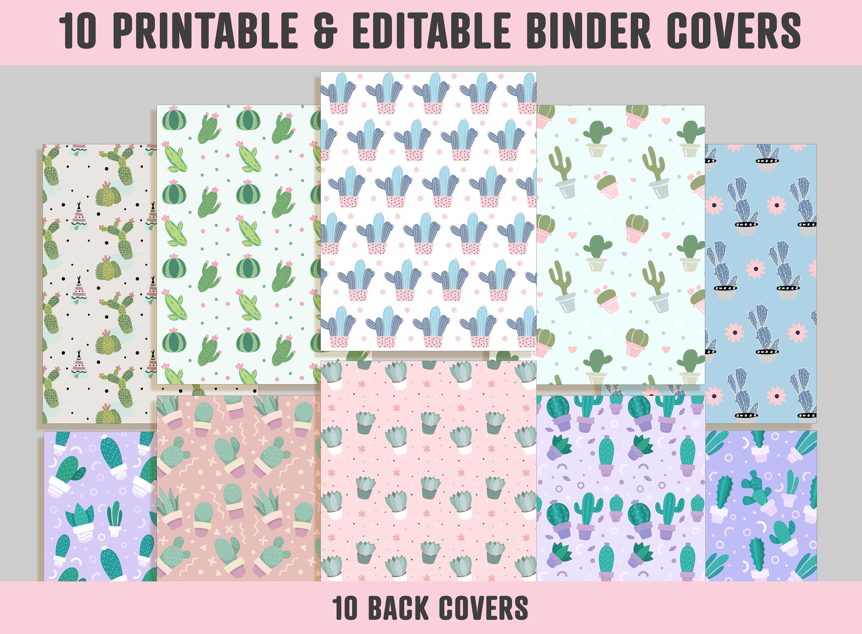 Binder Cover Printable Editable, 10 Binder Coversspines, Binder Inserts ...