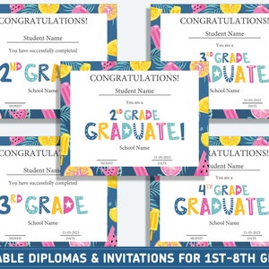 Editable 3rd Grade Awards, 1st to 8th Grade Diploma, Certificate of ...