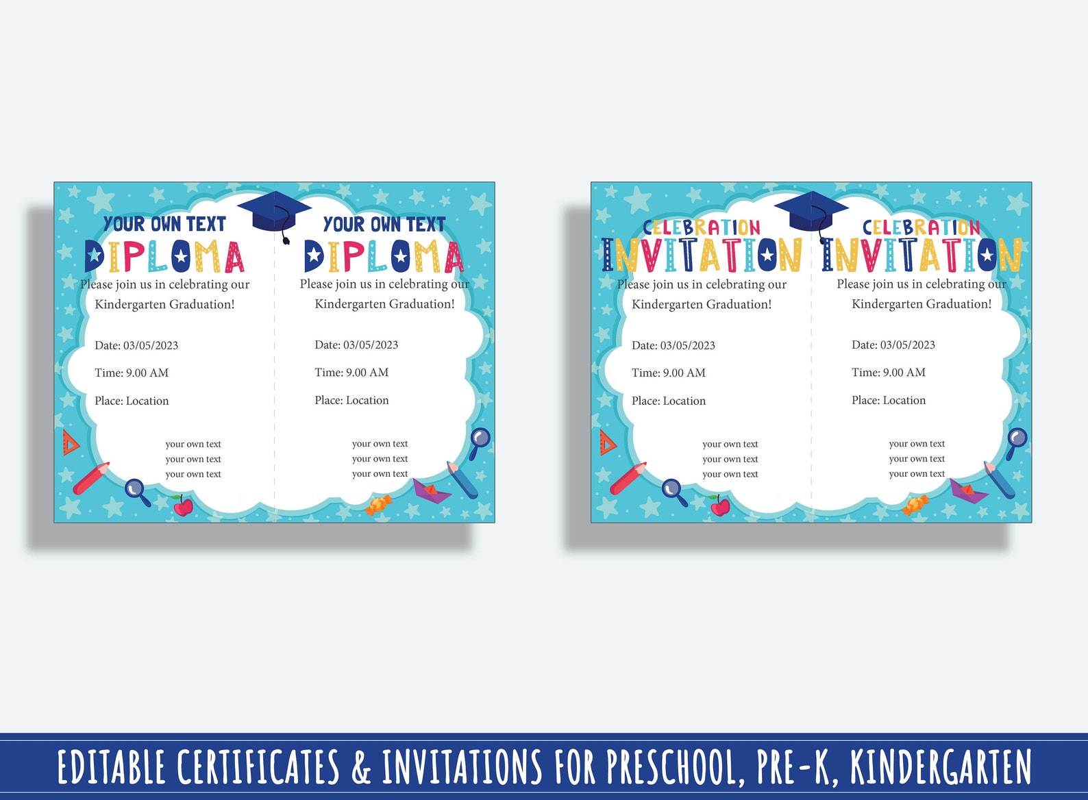 Certificate of Completion Editable End of Year Diplomas - Etsy